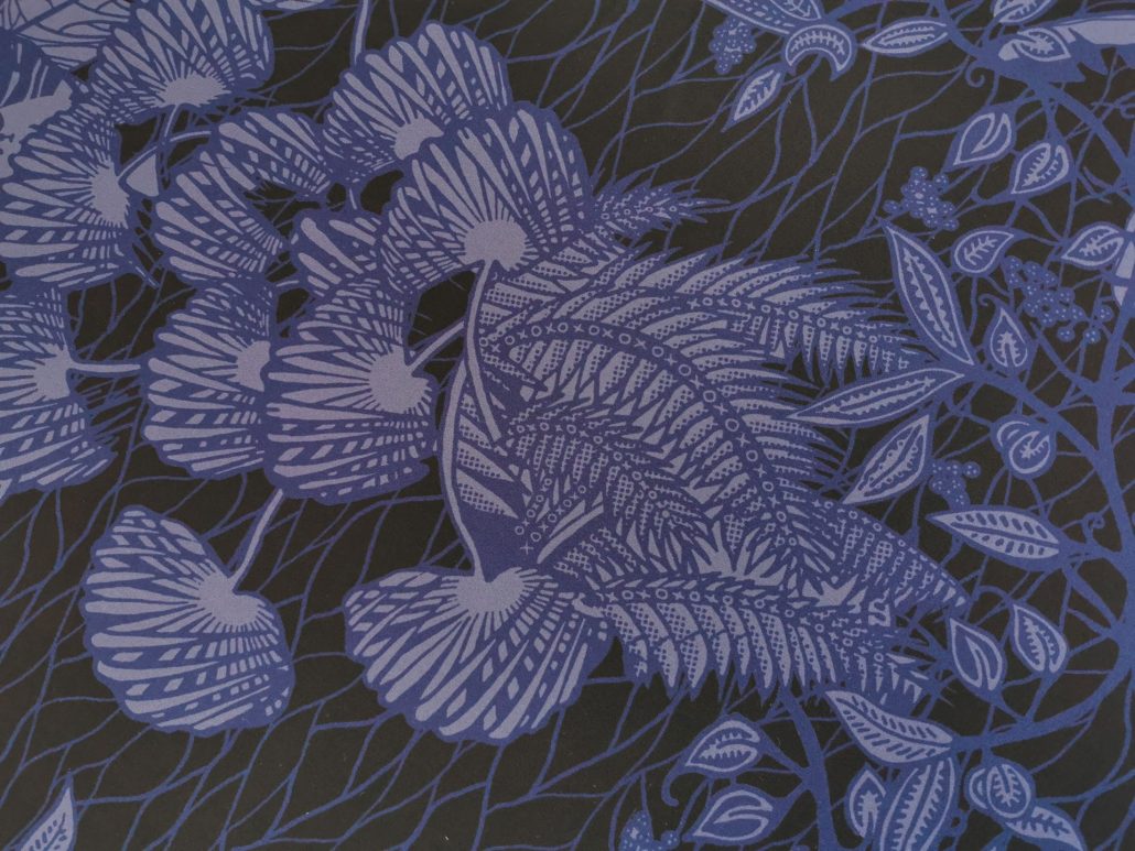 Matase naturala bleumarin imprimata CD166 - Evelin Textile