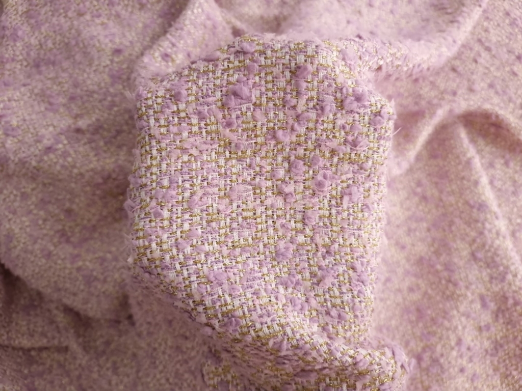 Stofa lila tip chanel cu insertii metalizate aurii - Evelin Textile