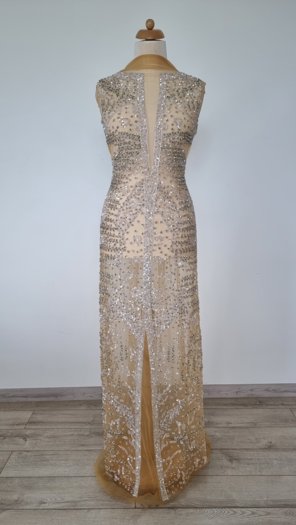 Rochie lunga accesorizata manual - panouri - Evelin Textile