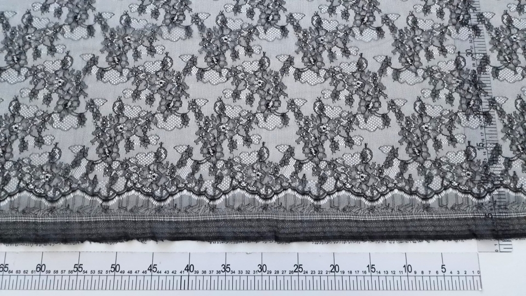 Dantela Solstiss din 100% matase naturala neagra - Evelin Textile