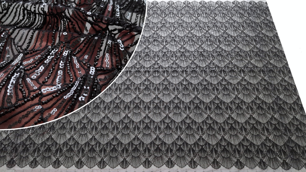 Dantela accesorizata cu bordura dubla neagra - Evelin Textile